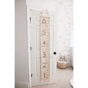 Mud Pie Arrow Milestone Growth Chart Canvas Off White, Pink Tassel
