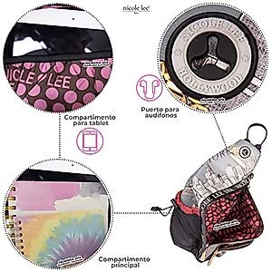 Nicole Lee Front Zip Sling Daypack Backpack, Casual Travel School Crossbody Bag, Earphone Port, Bottle Holder (Success in New York)