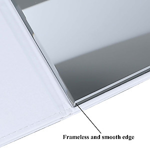 ZBEIVAN 10x7 Inches Portable Folding Makeup Mirror, Frameless PU Leather Desk Mirror with Stand for Camping Travel Tabletop Personal, White