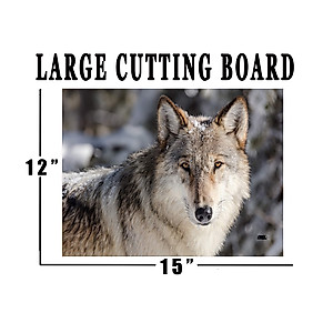 Wildlife Lone Wolf Kitchen Glass Cutting Board Barn Decorative Gift FDesign