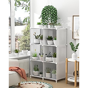 FUNLAX Cube Storage Shelf, 9 Storage Cubes Closet Organizers and Storage Portable Cube Storage Organizer Plastic Bookshelf Bookcase for Study Room, Bedroom, Office, White