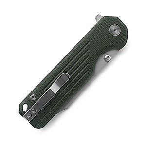 A Ameight · Knives Gladiator Flipper Folding Knife 3.75" Satin 14C28N Blade Green Micarta Handle With Deep Pocket Clip Camping Hiking Pocket Knife AM8-503MGN