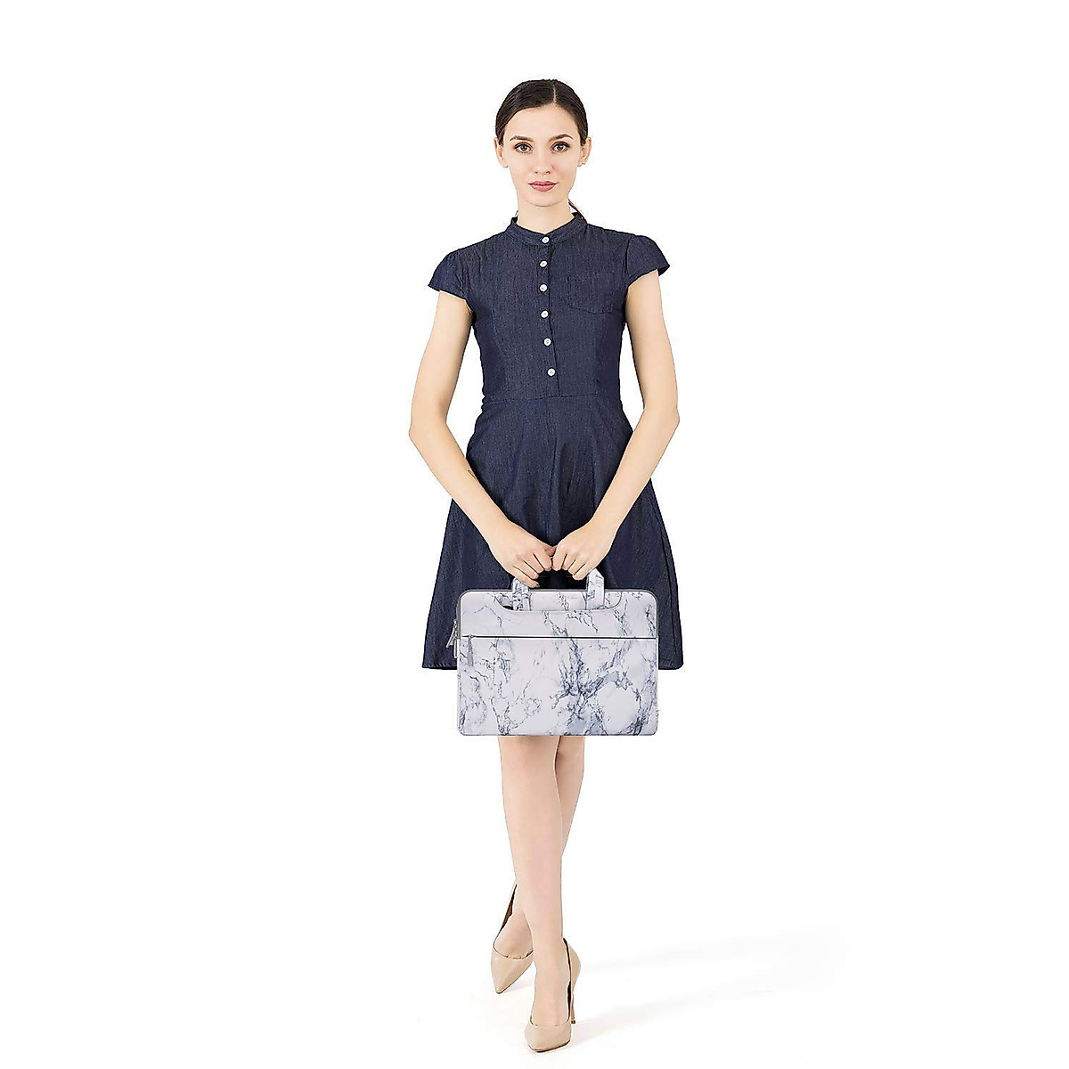 MOSISO Laptop Shoulder Bag Compatible with MacBook Pro 16 inch 2023-2019 M3 A2991 M2 A2780 M1 A2485 A2141/Pro Retina 15 A1398, 15-15.6 inch Notebook, Painting Marble Carrying Briefcase Sleeve Case