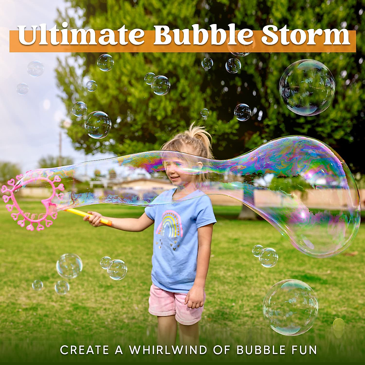 Sloosh 36 Packs Big Bubble Wands Set, 20" Giant Bubble Wand Toys with Tray Bulk, Large Bubble Maker for Kids Adults, Summer Toys, Birthday Party Favors, Outdoor Activities