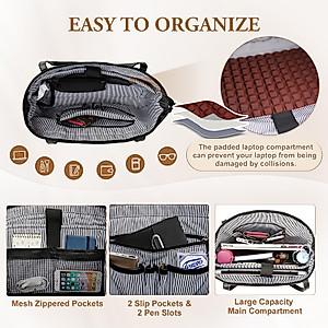 VASCHY Laptop Tote Bag for Women, Large 15.6inch Computer Teacher Bag Purse Briefcase for Travel,Work,Business,Office Black