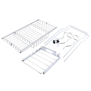 GOTOTOP Stainless Steel Bathtub Caddy Tray Red Wine Rack Holder Over Bath Tub Racks Expandable Shower Bathtub Tray Removable Wine Glass Book Holder