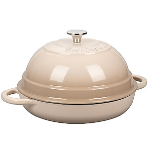 VORRINGARD Cast Iron Enameled Dutch Oven Pot with Lid for Bread Baking, Bread Oven, 6 Quart, Latte