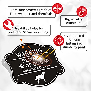 2 Pack Beware of Dog Signs for Fence,10x8 Inch Rust Free .040 Aluminum Metal Yard Sign, Fade Resistant, UV Protected, Weatherproof Warning Dog Sings for Door or Gate
