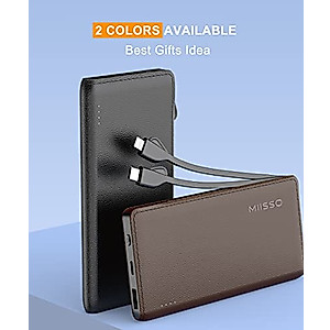 Portable Charger Built in Cable 10000mAh Power Bank Slim External Phone Charger Lightweight Battery Backup Charger Cell Phone Battery Pack Fast Portable Power Pack Compatible with iPhone, Android