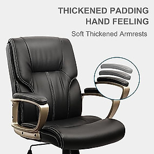 CLATINA Deluxe Executive Office Chair Enhanced Comfort with Padded Armrests, Ergonomic PU Leather Design, Nylon Lacquered Computer Desk Chair with Lumbar Support, Ideal for Home Office Black
