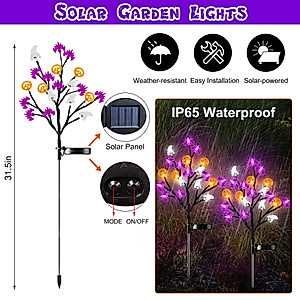 Sakayo 2 Pack Solar Lights Halloween Decorations Outdoor, Outdoor with 20 3D Ghost Bats Pumpkin LED Lights, Modes Waterproof Stake for Party Lawn Decor DCD1242