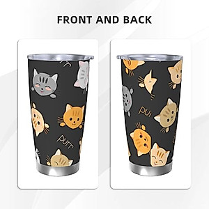 AYCZN Cute Cat Purr 20 OZ Tumbler Stainless Steel Travel Coffee Mug, Animal Kitten Insulated Water Bottle with Lid Leakproof Thermal Cup