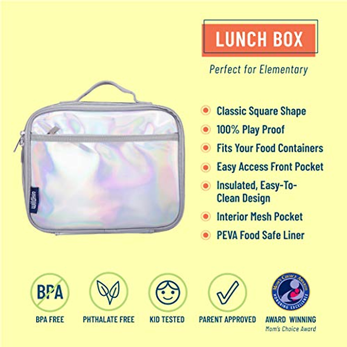 Wildkin Kids Insulated Lunch Box Bag for Boys & Girls, Reusable Kids Lunch Box is Perfect for Elementary, Ideal Size for Packing Hot or Cold Snacks for School & Travel Bento Bags (Holographic)