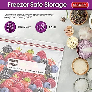 Neaties Heavy Duty 2 Gallon Double Zip Lock Bags for Kitchen or Storage, Food Storage Freezer Slider Bags 13"x16", 100pcs