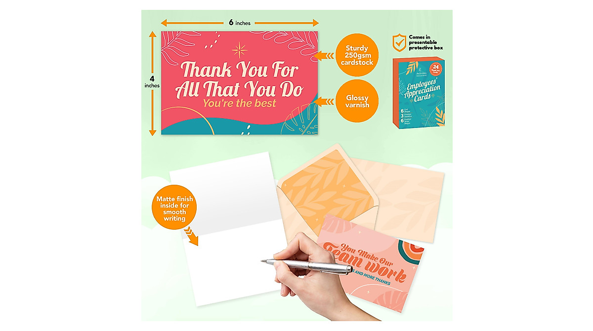 Stylish Employee Appreciation Cards - 24 Pack