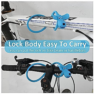 WOOQOTT Bike Cable Lock,Cable Lock with Keys,Silicone Covered Bike Lock Kids Cable Lock Cartoon Lock,2 Feet Lock for Bike,Door,Skateboard,Helmet and More (Blue, Large)