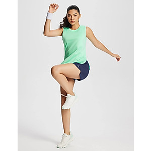 baleaf Women's Workout Tank Tops Sleeveless Athletic Tennis Exercise Running Shirts with Side Slit Mint Green M