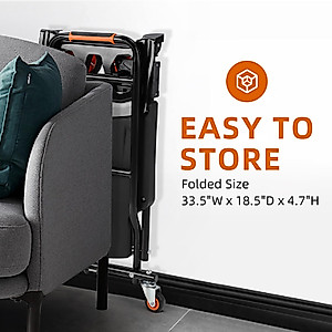 Folding Hand Truck, 330 Lbs Capacity Heavy Duty Dolly Cart, 2 in 1 Convertible Hand Cart with 4 Wheels and 2 Elastic Ropes, Collapsible Platform Cart for Moving, Luggage, Travel, Shopping, Warehouse