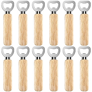 12Pcs Wood Bottle Openers, Bartender Bottle Openers, Engravable Beer Bottle Openers, Cider, Soft Drinks Bottle Opener for Home, Bar or Restaurant-Wood Handle Handheld