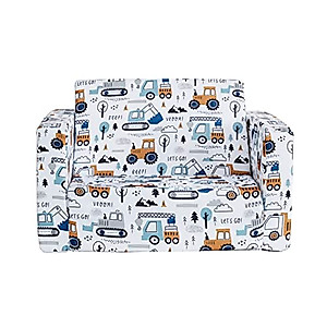 Ulax furniture Kids Sofa Couch, Children Flip-Out Chair 2-in-1 Toddler Chairs Convertible Sofa to Lounger, Children Furniture for Playroom