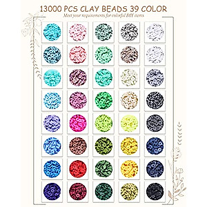 BOZUAN 4 Boxes 14220 PCS Polymer Clay Beads for Bracelet Making Kit for Teen Girls Ages 6-12, Jewelry Making Kit with White Turquoise, Volcanic Stones, Obsidian, Crystal Stones and So On