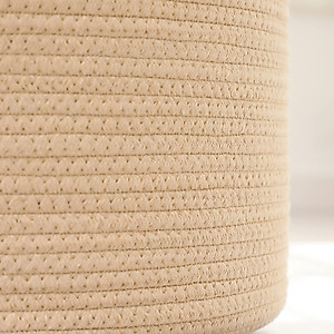 Large Laundry Basket Woven Cotton Rope Laundry Hamper 15" x 19.6" Woven Baby Laundry Basket for Blankets Toys Storage Basket Natural cotton thread clothing sorting basket