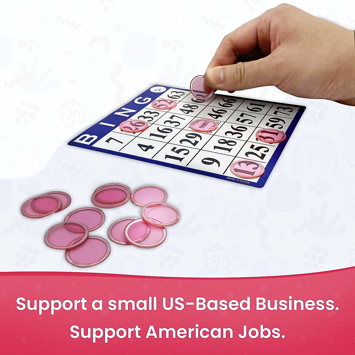 MR CHIPS Magnetic Bingo Chips with Metal Ring 3/4 Inch 200 Upgraded Pieces Pink Transparent - Available in 7 Colors A Reusable Storage Bag