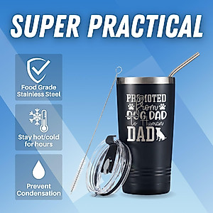 Onebttl Dog Dad to Human Dad New Dad Gifts, 1st First Father's Day Tumbler for Birthday, Christmas, Stainless Steel Travel Mug 20oz