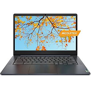 Lenovo Flagship Ideapad 3 14inch HD Chromebook, Mediatek MT8183 (8 Cores, Up to 2GHz), 4GB DDR4 RAM, 64GB eMMC + 128GB SD Card, Webcam, WiFi 5, USB-A&C, All Day Battery Life, Chrome OS
