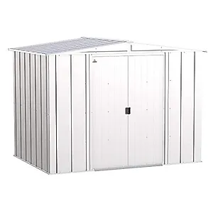 Arrow Classic 8' x 6' Outdoor Padlockable Steel Storage Shed Building, Flute Grey