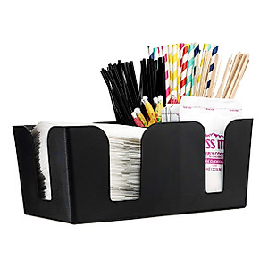 [1 PACK] Bar Caddy with 6 Compartments, Plastic Bar Organizer, Heavy Duty Refillable Bar Organizer, Barware Caddy, Napkin Dispenser, Straw Organizer by EcoQuality