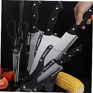 SECFOU Cutter Rack Knife Holder Block Knife Stand Kitchen Knife Block Knife Scissor Block Knife Butcher Block Modern Knife Block Kitchen Cutlery Organizer Universal Knife Holder
