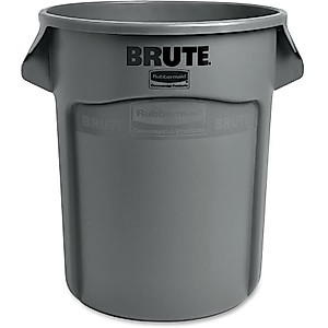 Rubbermaid Commercial Products BRUTE Heavy-Duty Trash/Garbage Can, 20-Gallon, Gray, Wastebasket for Home/Garage/Mall/Office/Stadium/Bathroom, Pack of 6