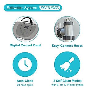 Intex QS500 Krystal Clear Saltwater Chlorine System for Above Ground Pools: Keeps Water Clean and Clear – Reduces Chemical Use – Up to 7000 Gal. Pools