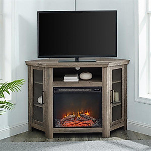 Walker Edison 48" MDF Corner Fireplace TV Stand - Grey Wash