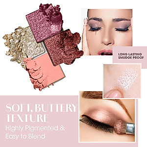 Lamora Nude Pink Eyeshadow Palette - 12 Rose Highly Pigmented Shimmer & Matte Shades - Travel Size Makeup Palette with Mirror