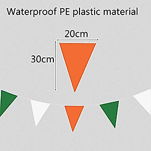 40 Meters/131 Feet Waterproof PE Green White and Orange Pennant Bunting Banner St. Patrick's Day Parade Decorations Irish National Day Flags, Garden Street Bar Festive Decor, (USAPEGREEN02)