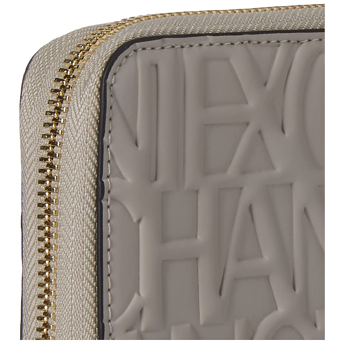 A|X ARMANI EXCHANGE womens All Over Logo Zip Wallet Wristlet Wrislet bag, Noise, One Size US