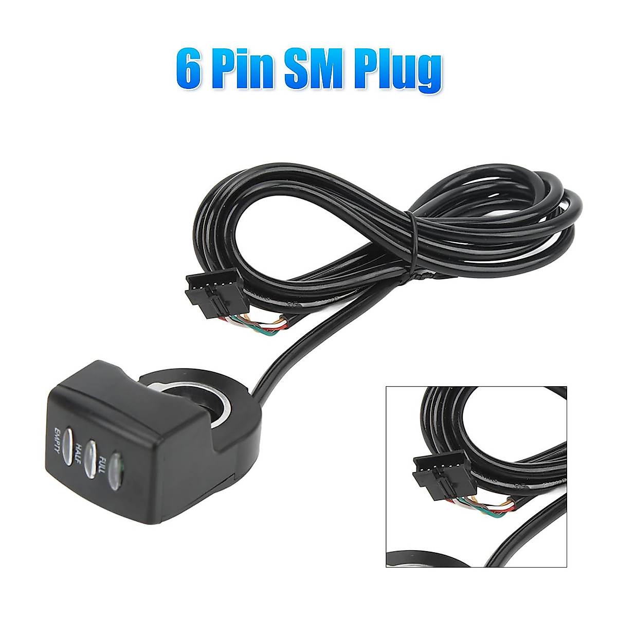 E Bike Thumb Throttle, 36V/48V Thumb Accelerator Battery Display Speed Control Assembly with 65in Cable for 22mm 7/8inch Electric Bike Scooters Handlebars(48V)