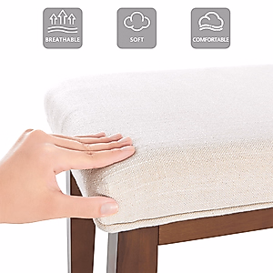 kinmars Upholstered Bench for Bedroom End of Bed,42.5-inch Entryway Bench for Living Room,Dining Bench with Padded Seat and Solid Wood Leg for Kitchen Bedroom,Indoor and Hallway (Bench, Beige)