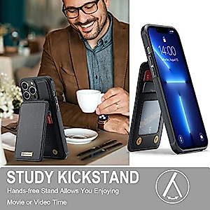 Strapurs iPhone 13 Pro Max Wallet Case with RFID Blocking, Card Holder, Shockproof PU Leather, Vertical Flip Stand, Black