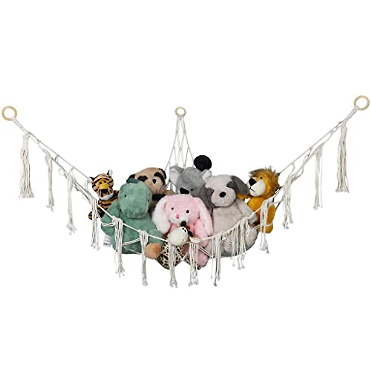 Lovely Baby Genius Stuffed Animal Net, Toy Hammock with 3 Strong Metal Hook - Macrame Stuffed Animal Hammock for Kids Room, Squishmallow Net