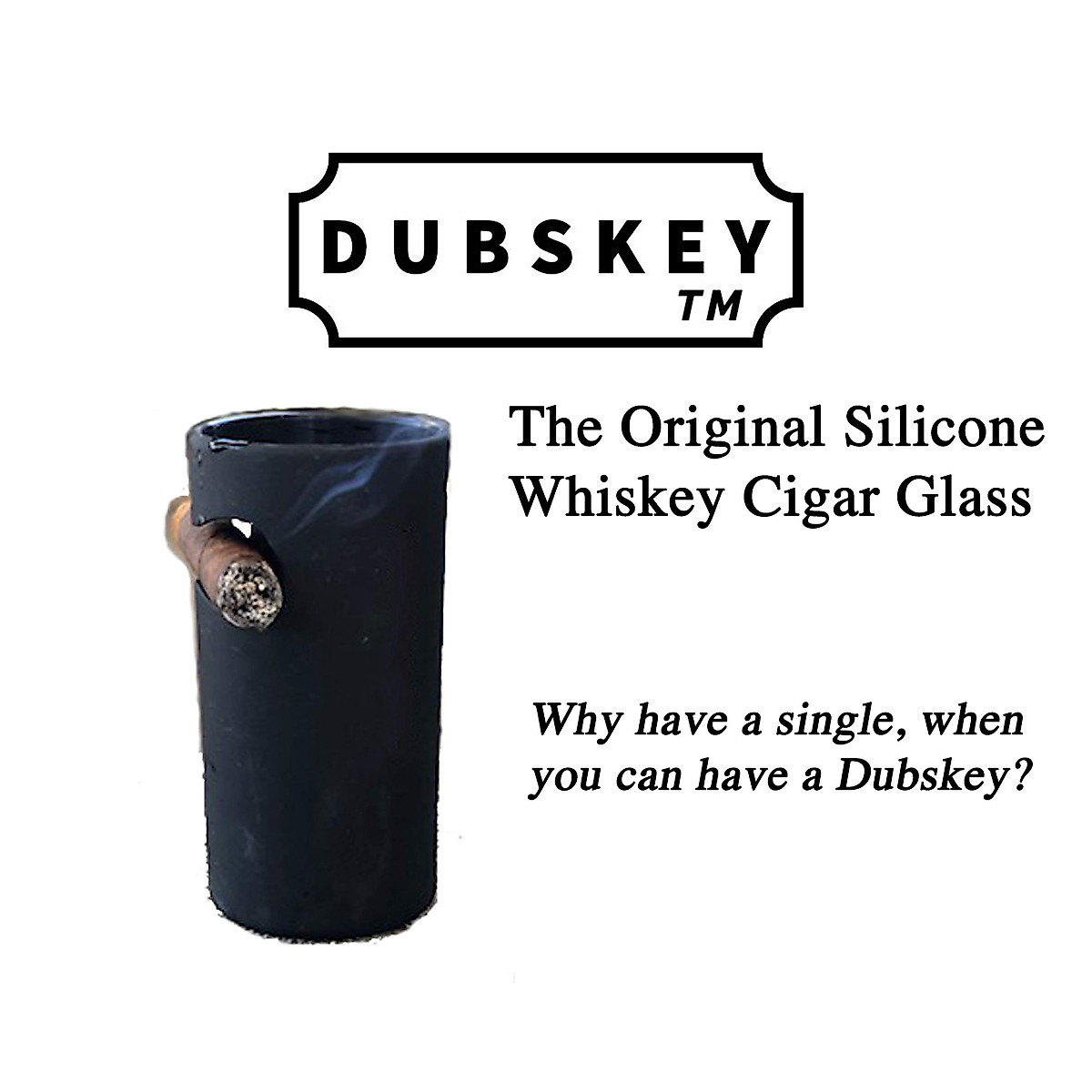 Dubskey CIGAR HOLDER CUP – Silicone Drinking Glass, Built-in Blunt Rest For Outdoors, GOLF, BOATING, CAMPING & TRAVEL, Bourbon, Whiskey, Scotch, Mixers & Cocktails (15 oz) - With Guillotine Cutter