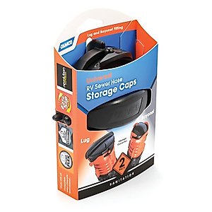 Camco RV Sewer Hose Storage Cap Set - Lug and Bayonet Caps | Allows You to Seal Both Ends of Your Sewer Hose Before Storing | Odor and Leak Proof Connection - 2 Pack (39752)