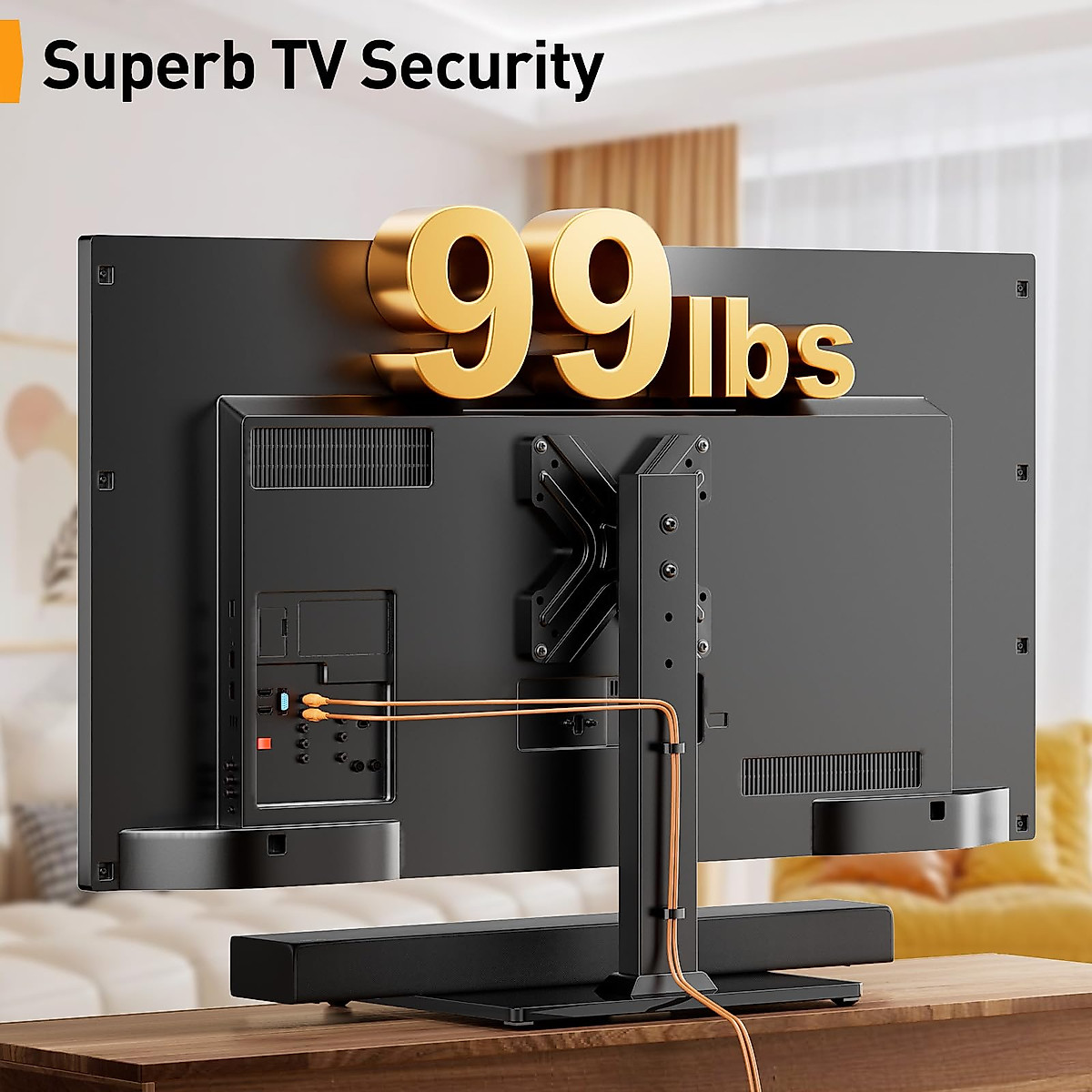 PERLEGEAR Universal TV Stand Base, Swivel Table Top TV Stand for 13-43 Inch Flat/LCD/LED TVs, Height Adjustable Monitor Mount Stand with Tempered Glass Base VESA 200x200mm Holds up to 99lbs,PGTVS16