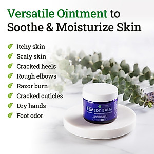 Truremedy Naturals - Remedy Balm with Tea Tree Oil - Soothing Itch Relief Ointment for Rash & Itchy Skin - Moisturizing Cream for Dry Skin - 100% Natural Foot & Body Balm - Lavender & Eucalyptus, 2oz