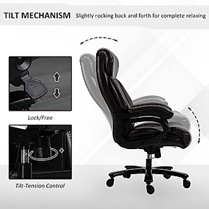 Vinsetto Big and Tall Executive Office Chair 396lbs with Wide Seat, Home High Back PU Leather Chair with Adjustable Height, Swivel Wheels, Brown