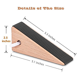 Large Wooden Door Wedge Stopper for Bottom of Door, Fitting for Door Gap Under 2 Inches, Heavy Duty & ECO Friendly Door Stop, 1 Pack Black.