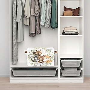 Cute Woodland Animals Personalized Storage Bins Custom Baskets Cubes Organizer With Handle for Home Nursery Supplies Clothes Toy 2 Pack