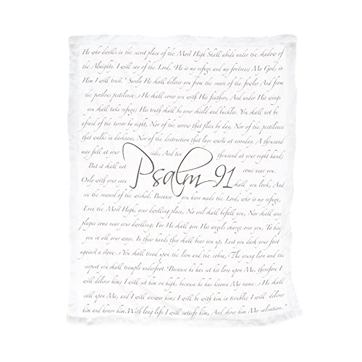 Edenia Psalm 91 Throw Blanket for Women, Soft Cozy Plush Faux Fur - Inspirational Christian Gift for Baptism Healing Get Well Soon Sympathy (White)